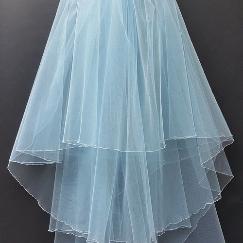 Sky Blue Wedding Veil Three Layers Sky Blue Satin Edging. - Etsy