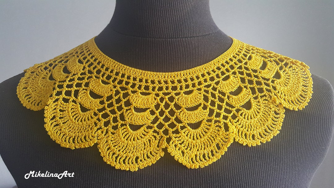 Handmade Crochet Collar, Neck Accessory, Yellow, 100% Cotton - Etsy