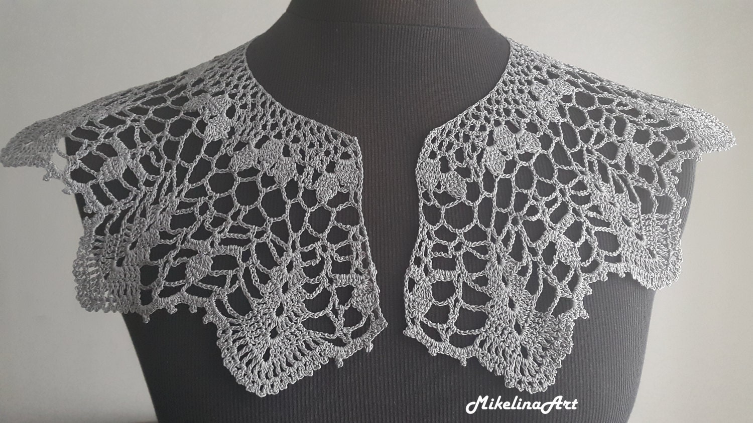 Handmade Crochet Collar, Neck Accessory, Sharkskin Gray Color, 100% ...