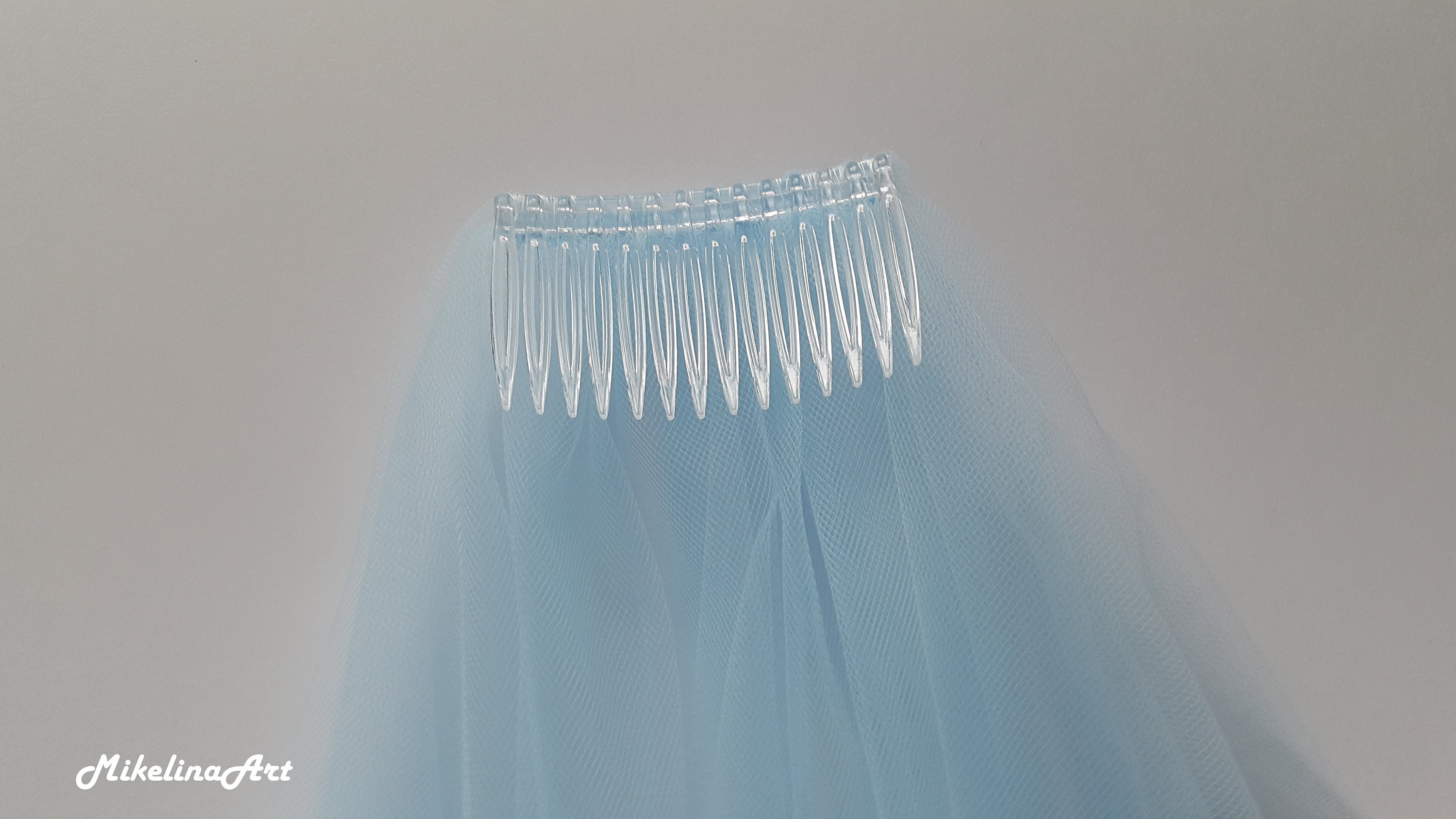 Sky Blue Wedding Veil, Three Layers. - Etsy