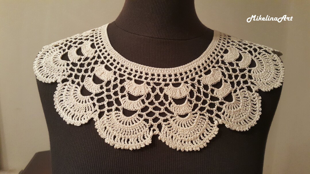 Handmade Crochet Collar, Neck Accessory, Ivory, 100% Cotton - Etsy