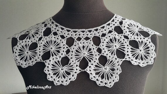 Handmade Crochet Collar Neck Accessory White 100% Cotton. | Etsy