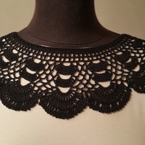 Handmade Crochet Collar Neck Accessory Black 100% Cotton - Etsy