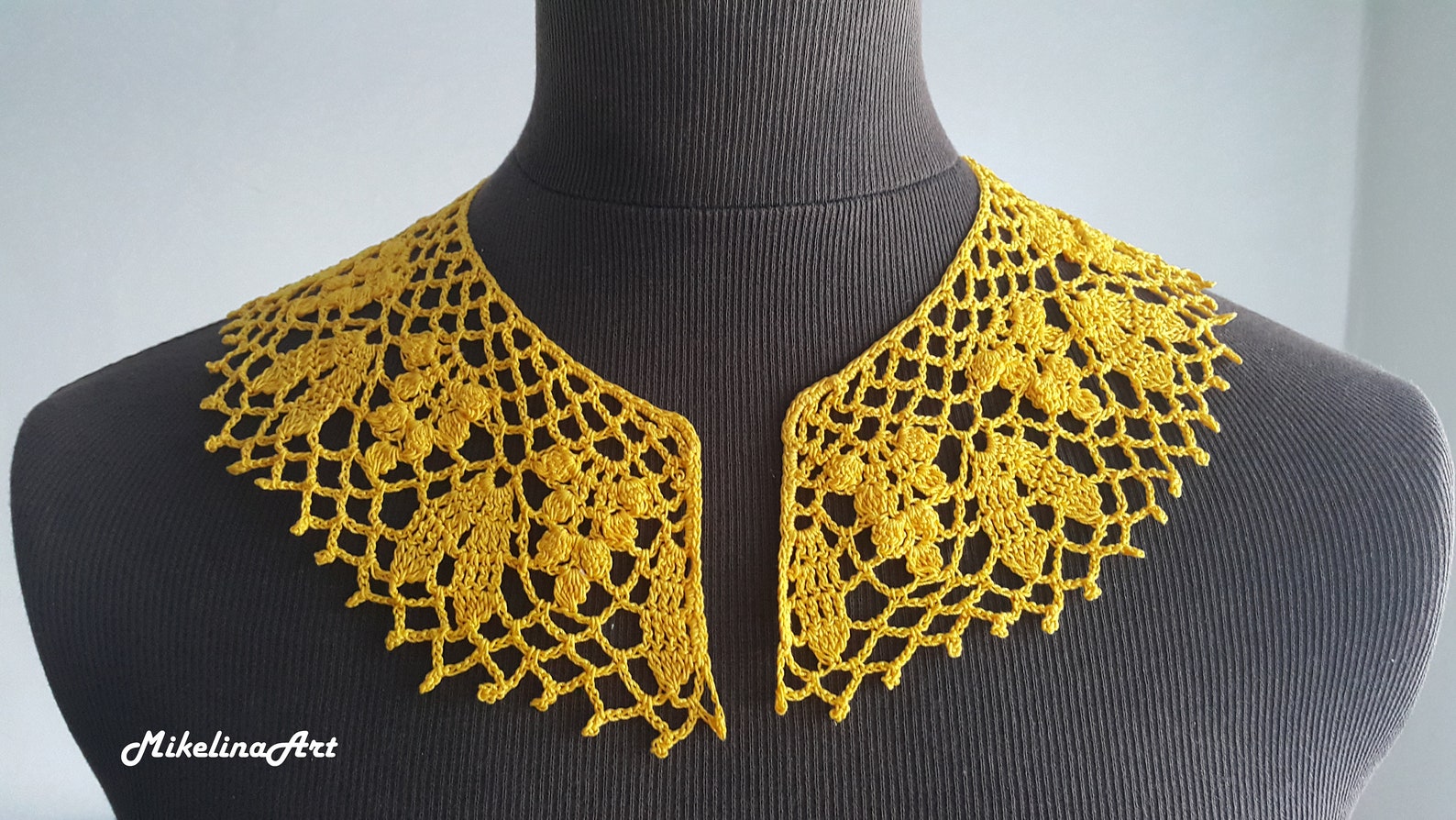 Handmade Crochet Collar Neck Accessory Yellow 100% Cotton - Etsy