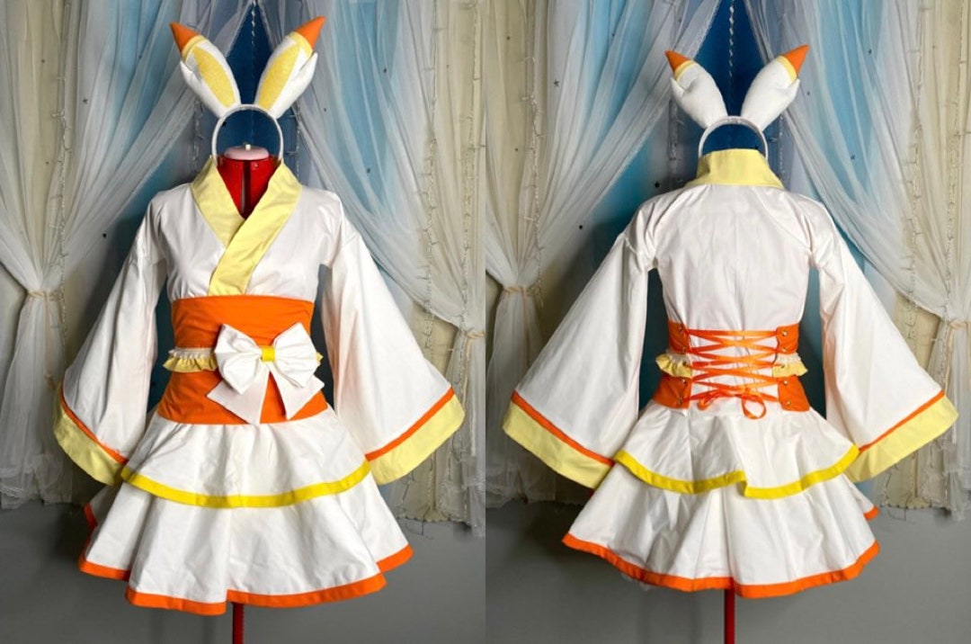 Pokemon Bunny Scorbunny Cosplay Kimono Dress gijinka sword shield ...