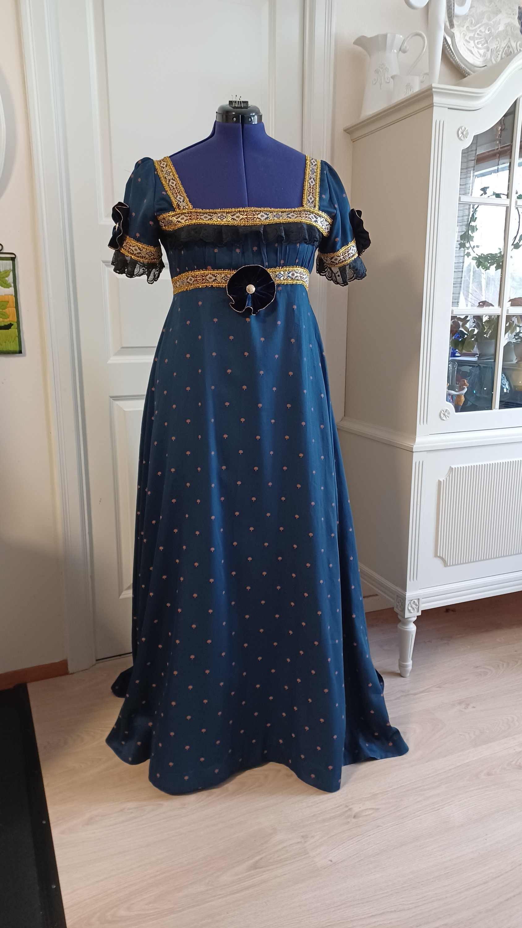 1800/10s Regency Evening Gown midnight Woods Handmade One of a Kind ...