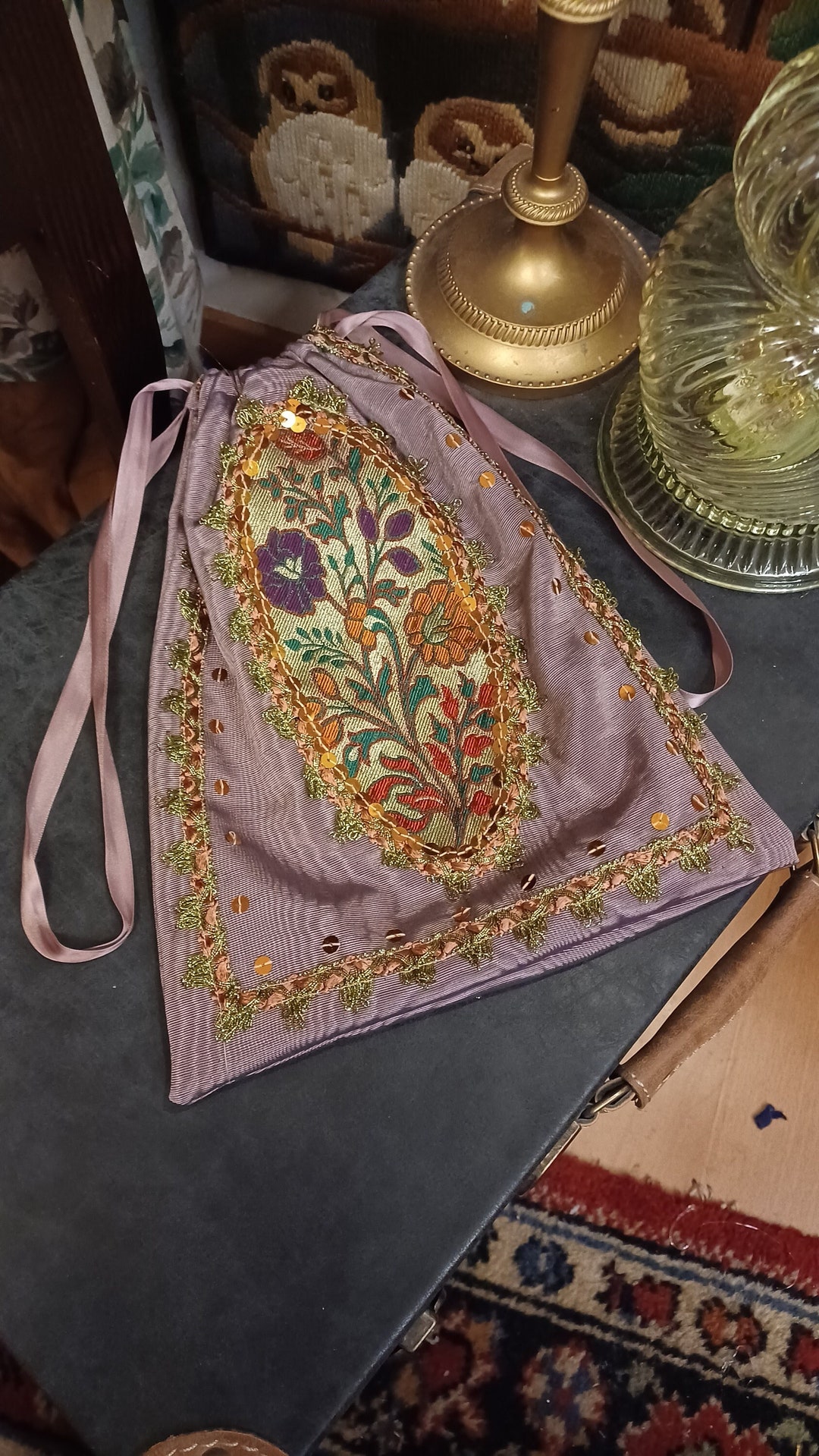 1800s Regency Reticule heather Sparkly Square Shaped Jane Austen ...