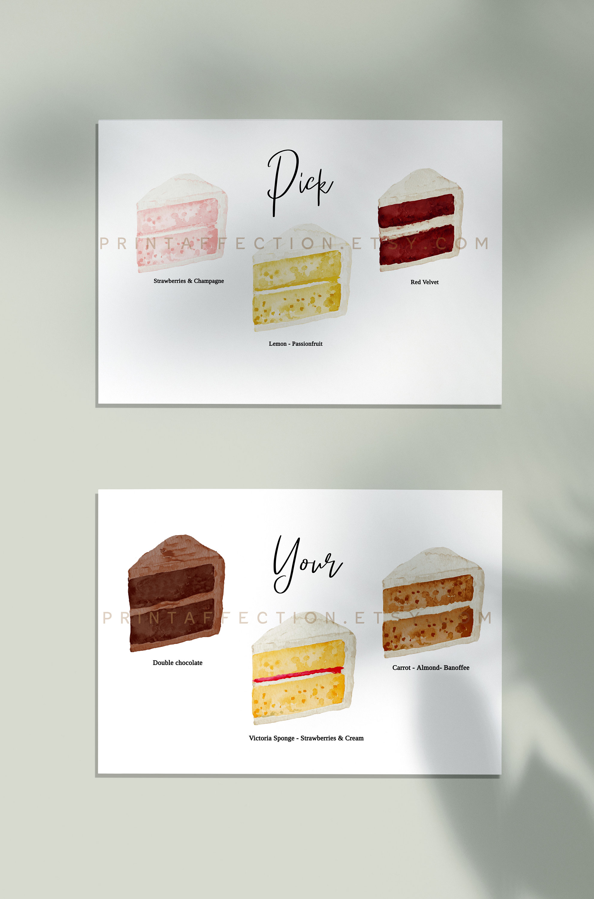 Editable Wedding Cake Menu 8x10 & A4 - Etsy UK