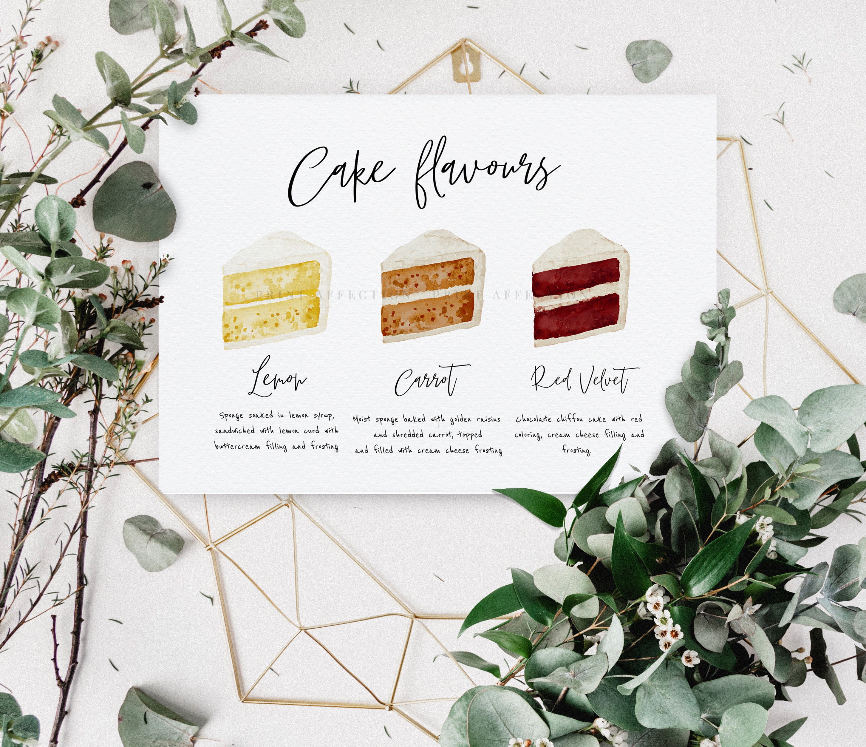 Editable Wedding Cake Menu 8x10 & A4 | Etsy