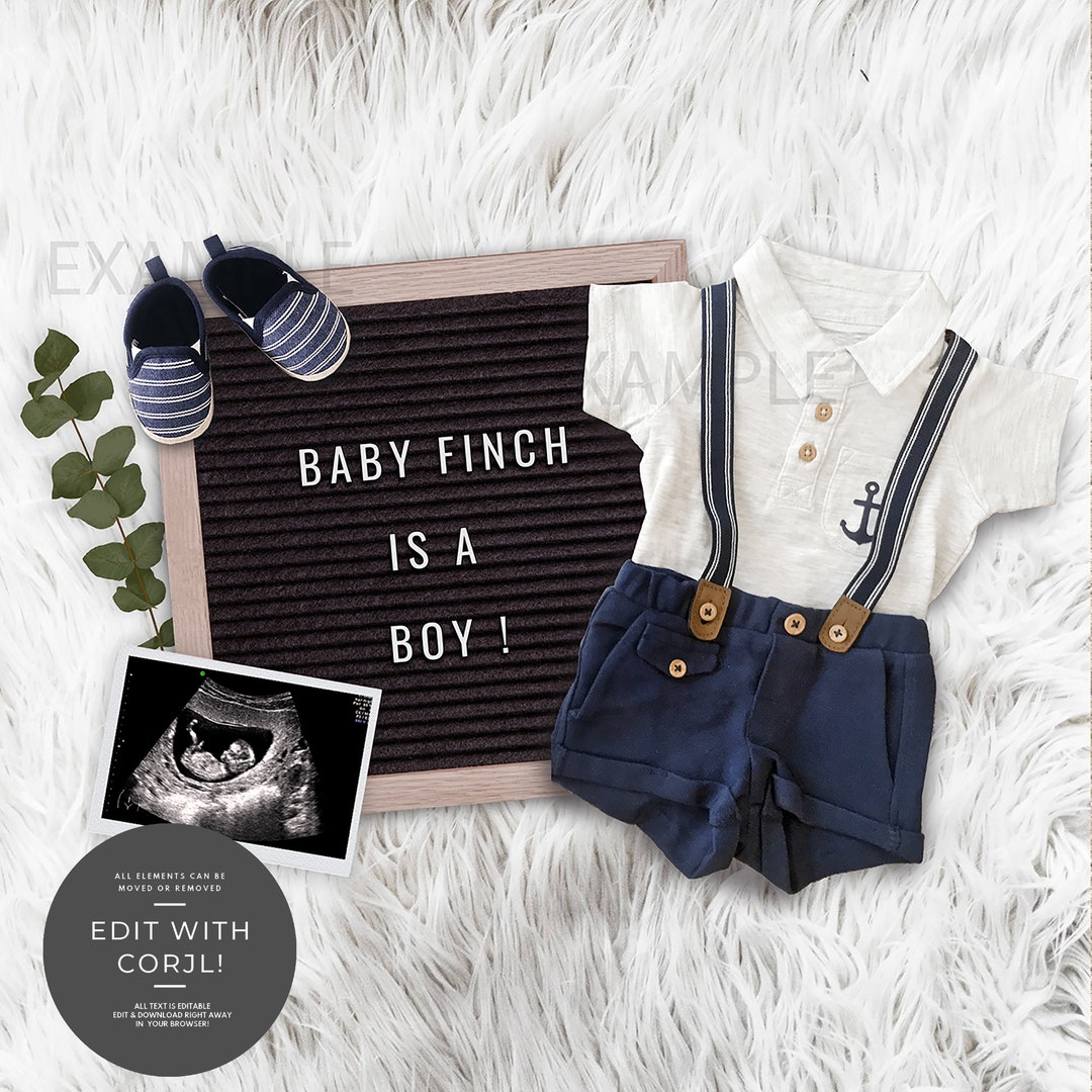 It's a Boy, Editable Social Media Gender Reveal Pregnancy Announcement ...