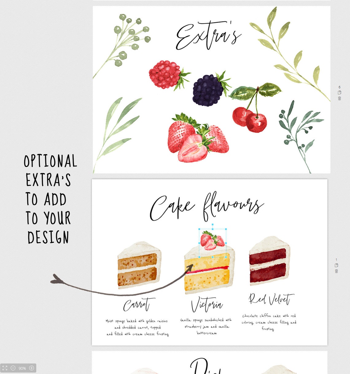 Editable Wedding Cake Menu 8x10 & A4 - Etsy