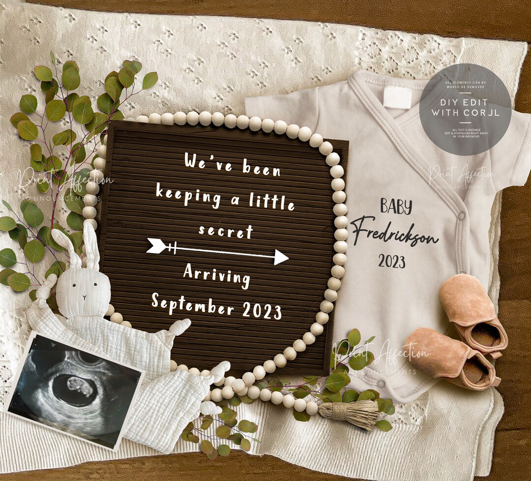 Grey Pregnancy Announcement, Pregnancy Reveal, Baby Announcement for ...