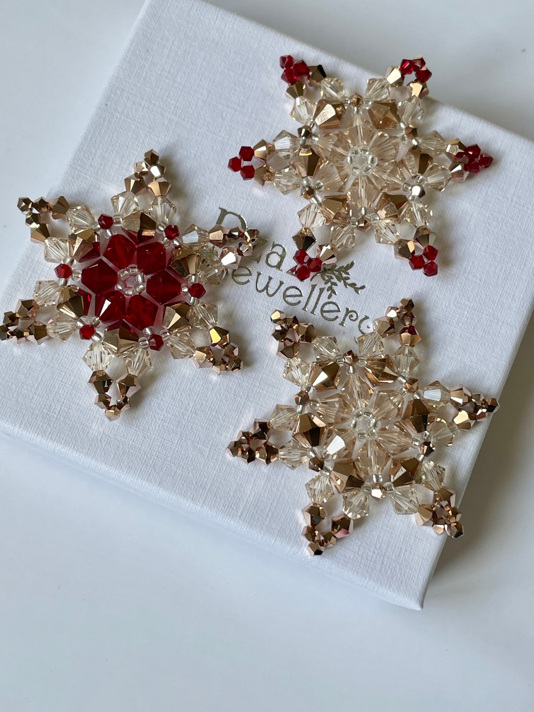 Rose Gold & Red Crystal Star, Christmas Tree Star Decoration, Crystal ...