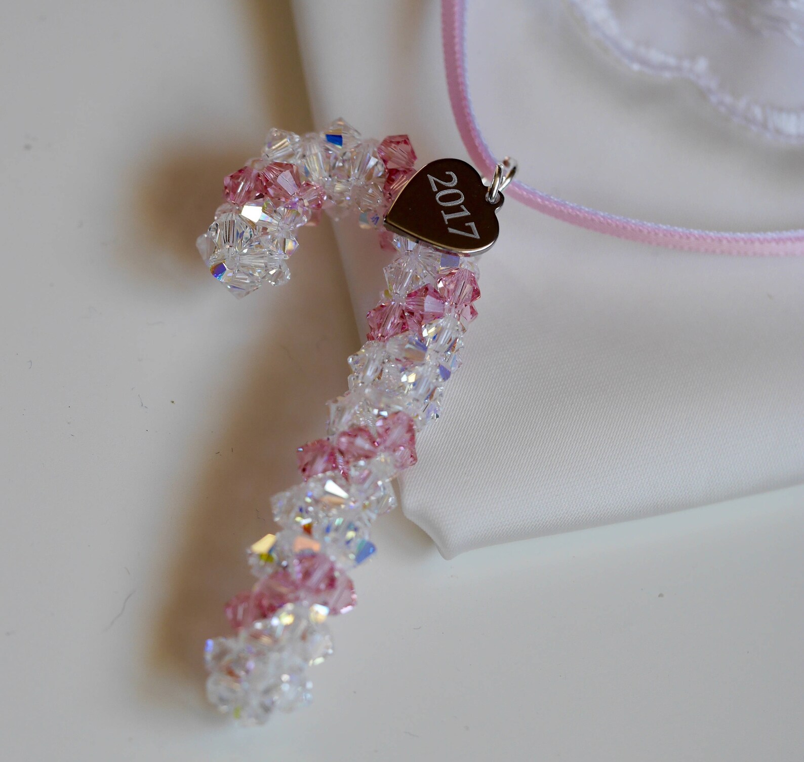 Crystal Candy Cane Ornament: Handmade Baby's First Christmas Decoration ...