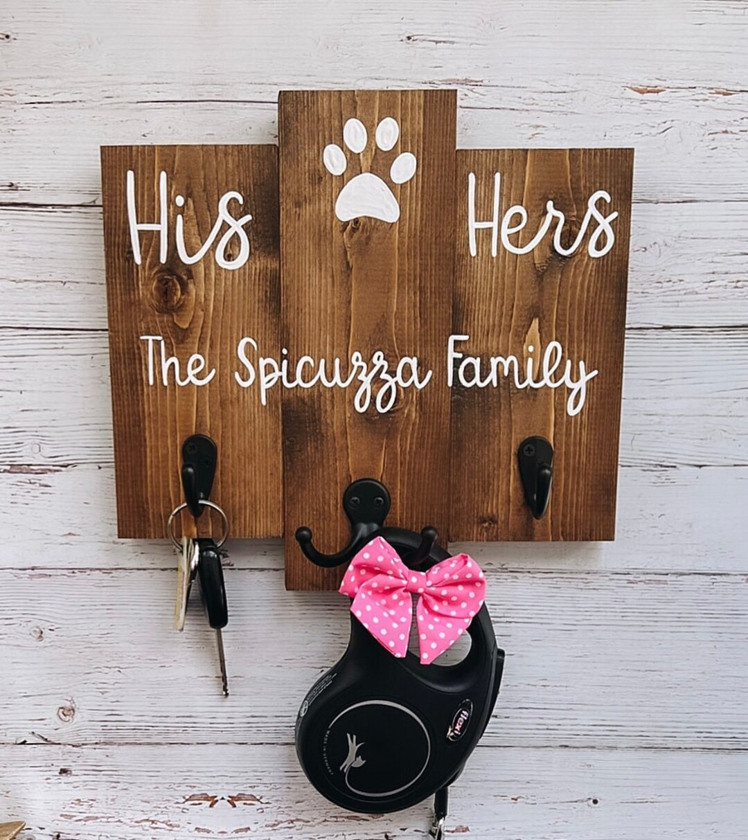 Custom Key and Dog Leash Holder Personalized Leash Hanger and Collar ...