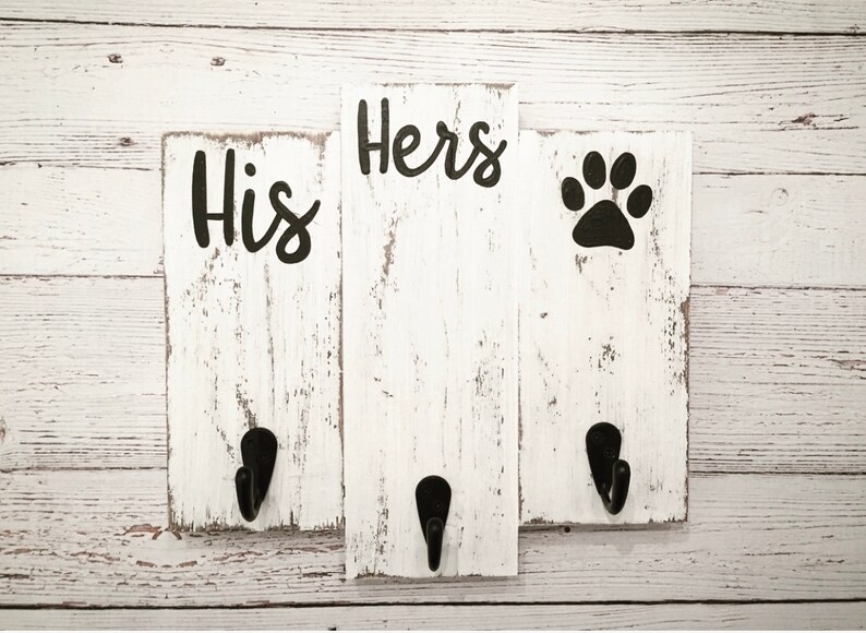 Dog Leash Holder Entryway Key Holder Dog Leash Sign His - Etsy