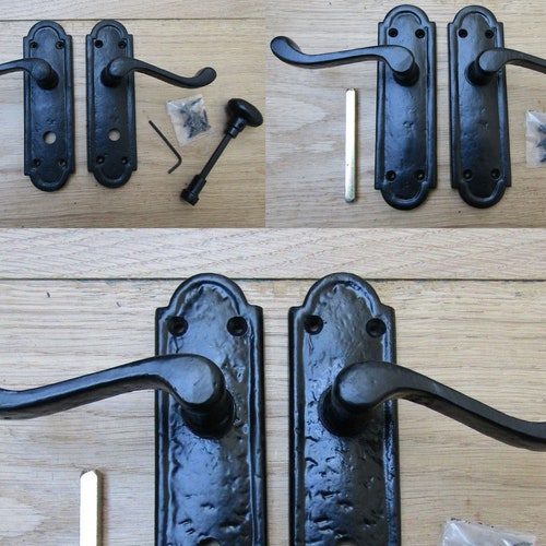 ART DECOR Cast Iron Lever Lock Door Handles Rustic Vintage - Etsy