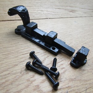 BLACK ANTIQUE Tower Bolt Traditional Tudor Gothic Vintage Door Slide ...