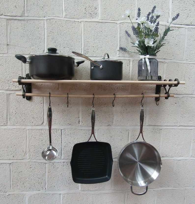 ANTIQUE IRON Traditional Country Kitchen Shelf Pot Pan Rack - Etsy