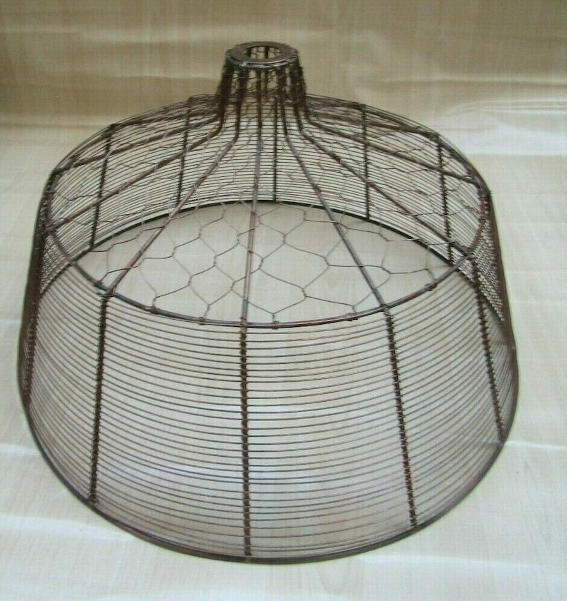 LARGE 20 Inch Metal Wire Light Shade Industrial Rustic Vintage Retro ...