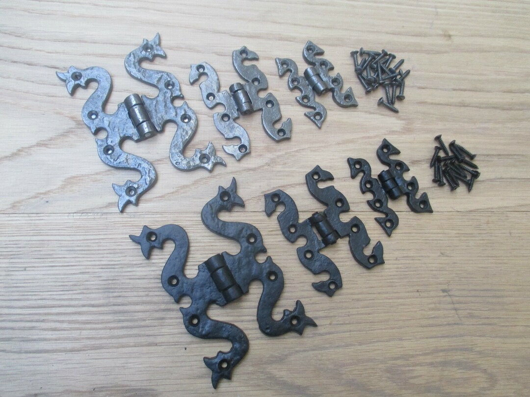 PAIR OF SNAKE Cast Iron Rustic Butterfly Kitchen Cabinet Cupboard Door ...