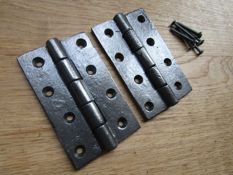 PAIR of PLAIN BUTT Hinges Cast Iron Rustic Kitchen Cabinet Cupboard ...