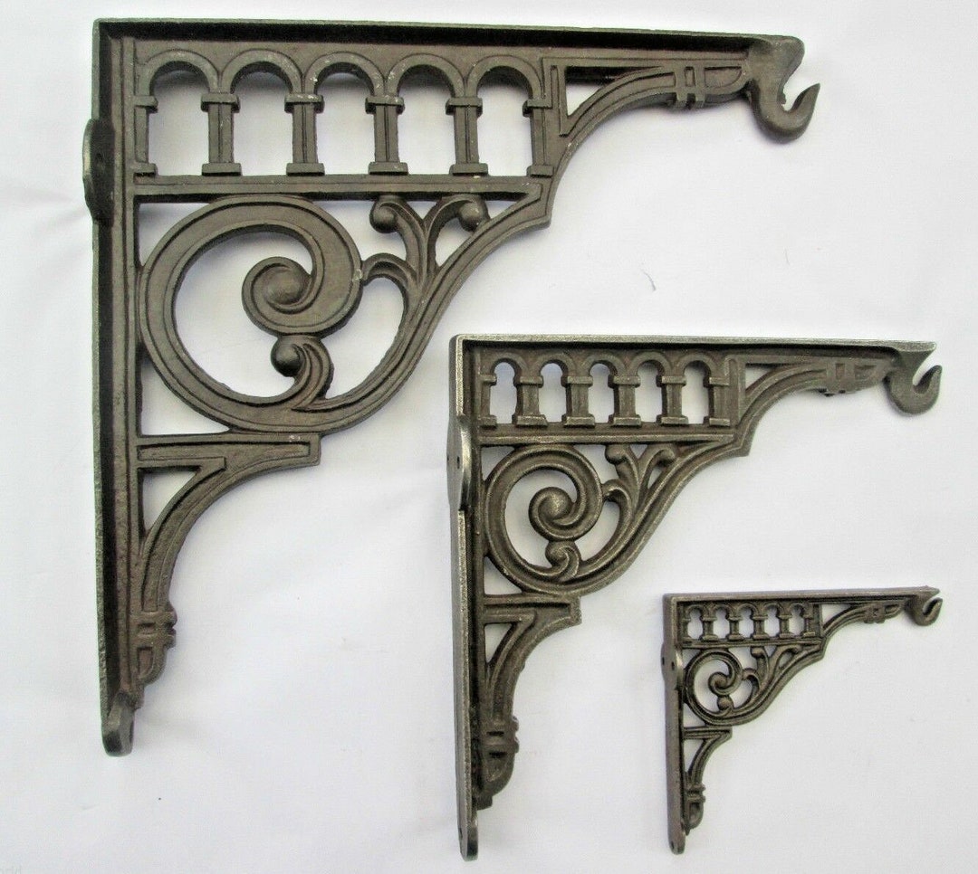 PAIR of ROMAN HOOK Cast Iron Antique Old Rustic Vintage Retro Scaffold ...