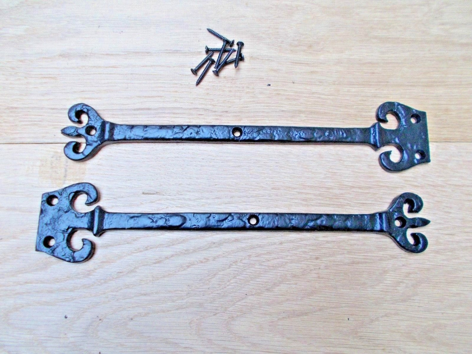 PAIR of HINGE FRONTS Cast Iron Vintage Rustic Old English Country ...