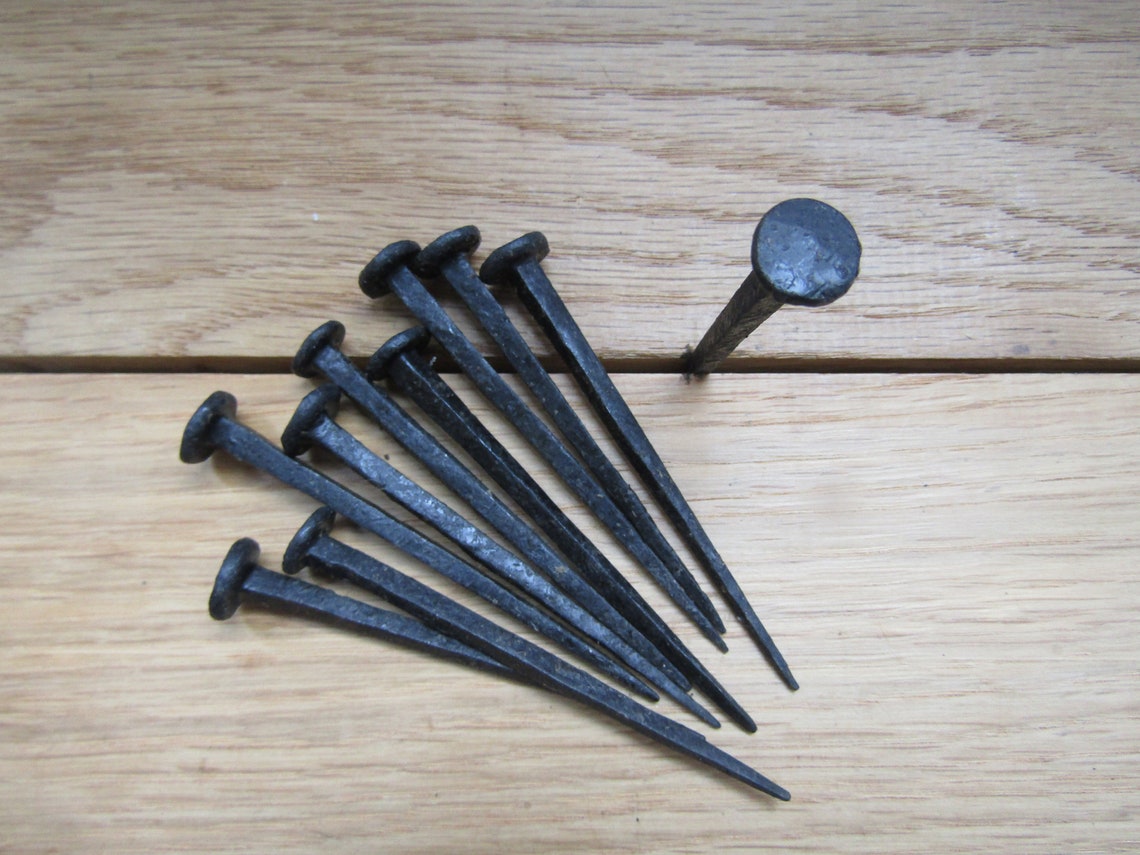 Pack of 10 HAND FORGED NAILS Rose Head Wrought Iron Blacksmith - Etsy ...