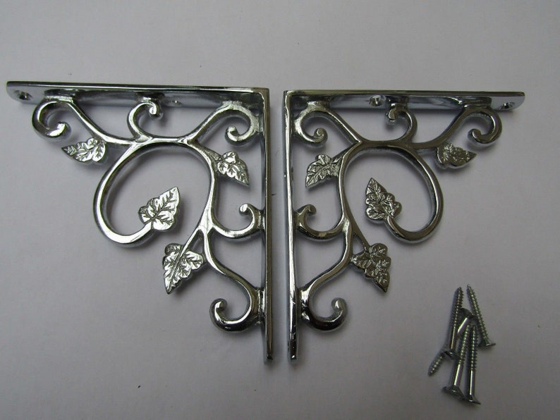 PAIR OF LEAF Antique Rustic Vintage Retro Shelf Brackets Shelf Bracket ...
