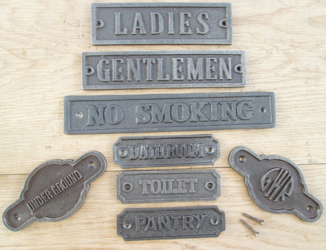 Rustic Cast Iron Wall Door Sign Plaque Emblem Vintage Antique Old Style ...