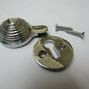 POLISHED CHROME Keyhole Cover Escutcheon Key Hole Plate Covered/ Open ...