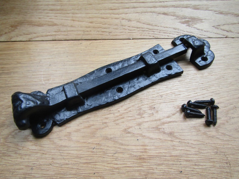 BLACK ANTIQUE Tower Bolt Traditional Tudor Gothic Vintage Door Slide ...