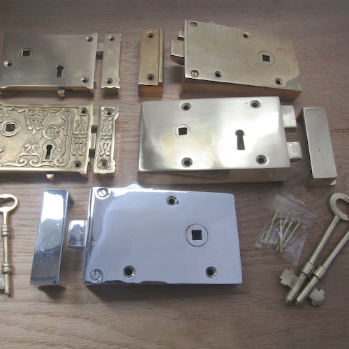 Old Victorian Style Black Door Rim Lock Antique Solid Bronze - Etsy