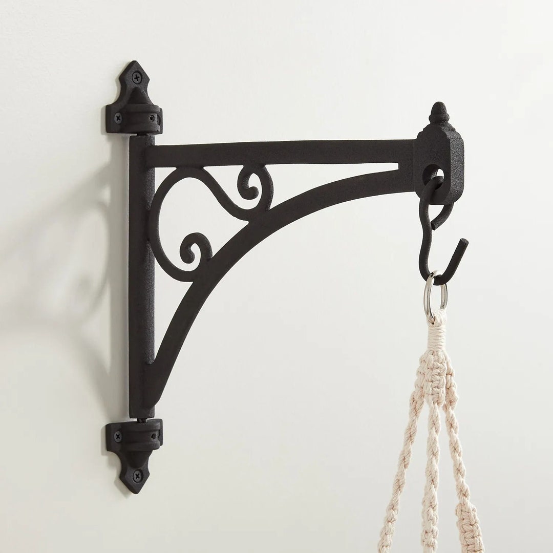 SWIVEL HOOK BRACKET Cast Iron Garden Porch Rustic Hanging Basket ...