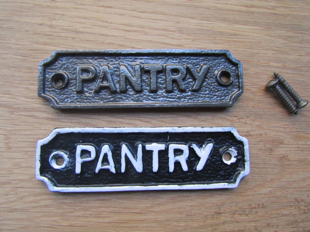 PANTRY Rustic Cast Iron Wall Door Sign Plaque Emblem Vintage Victorian ...