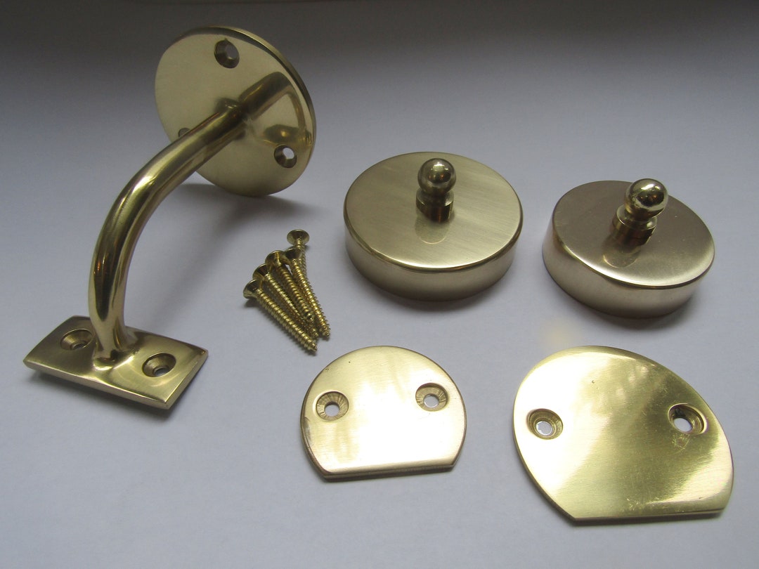 SOLID BRASS Bannister Support Stair Rail Bracket Balustrade Fixing Wall ...
