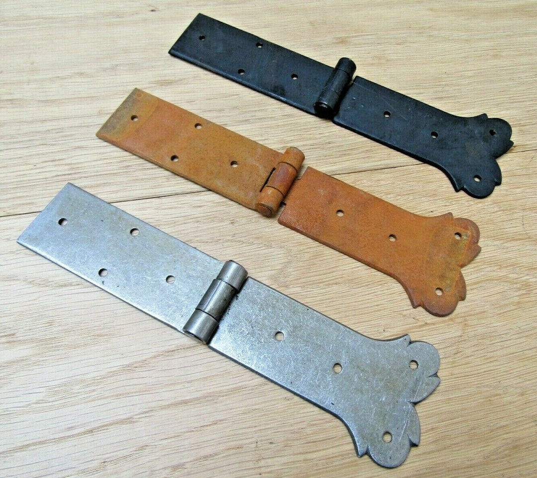 Pair of Rustic STRAP HINGES HEART Hinges Rustic Vintage Old English ...