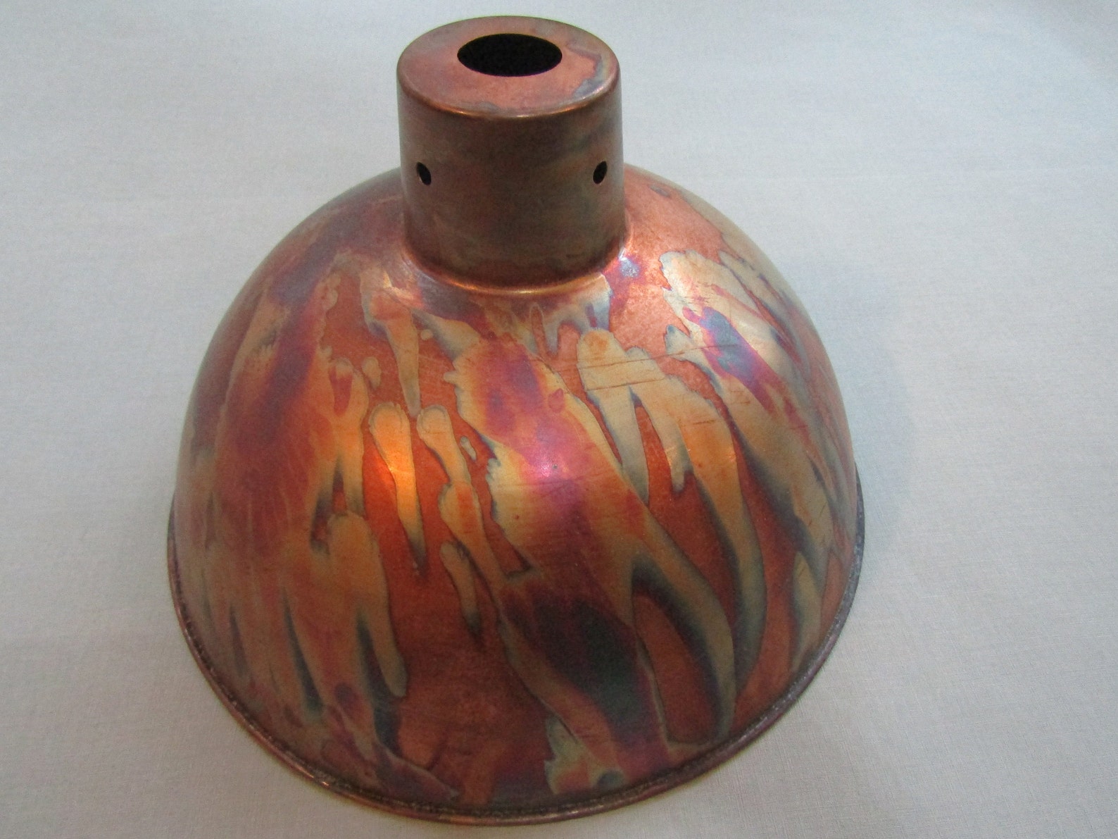 ANTIQUE PETROL COPPER Ceiling Light Shade Round Industrial Vintage ...