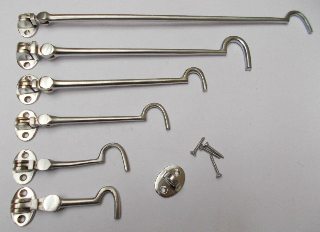 PLAIN VICTORIAN SOLID Brass Old English Cabin Hook & Eye Door Holder ...