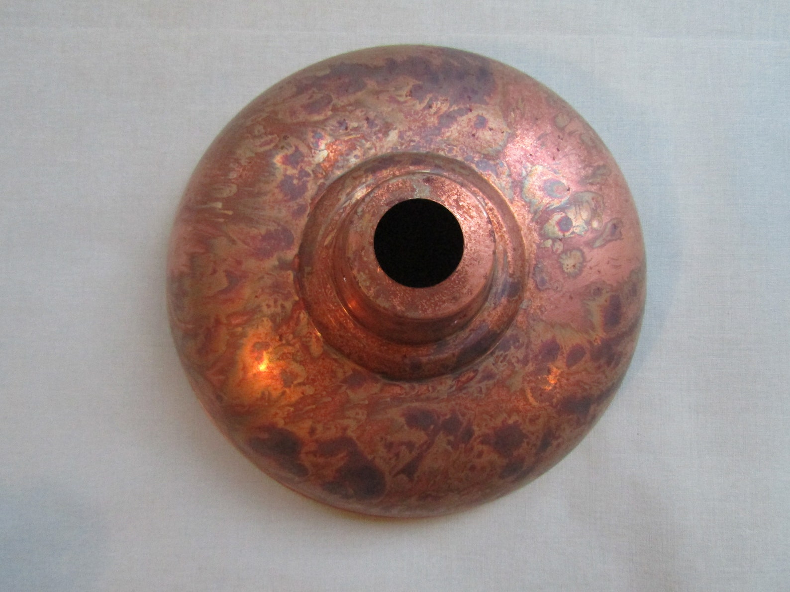 ANTIQUE PETROL COPPER Ceiling Light Shade Round Industrial Vintage ...
