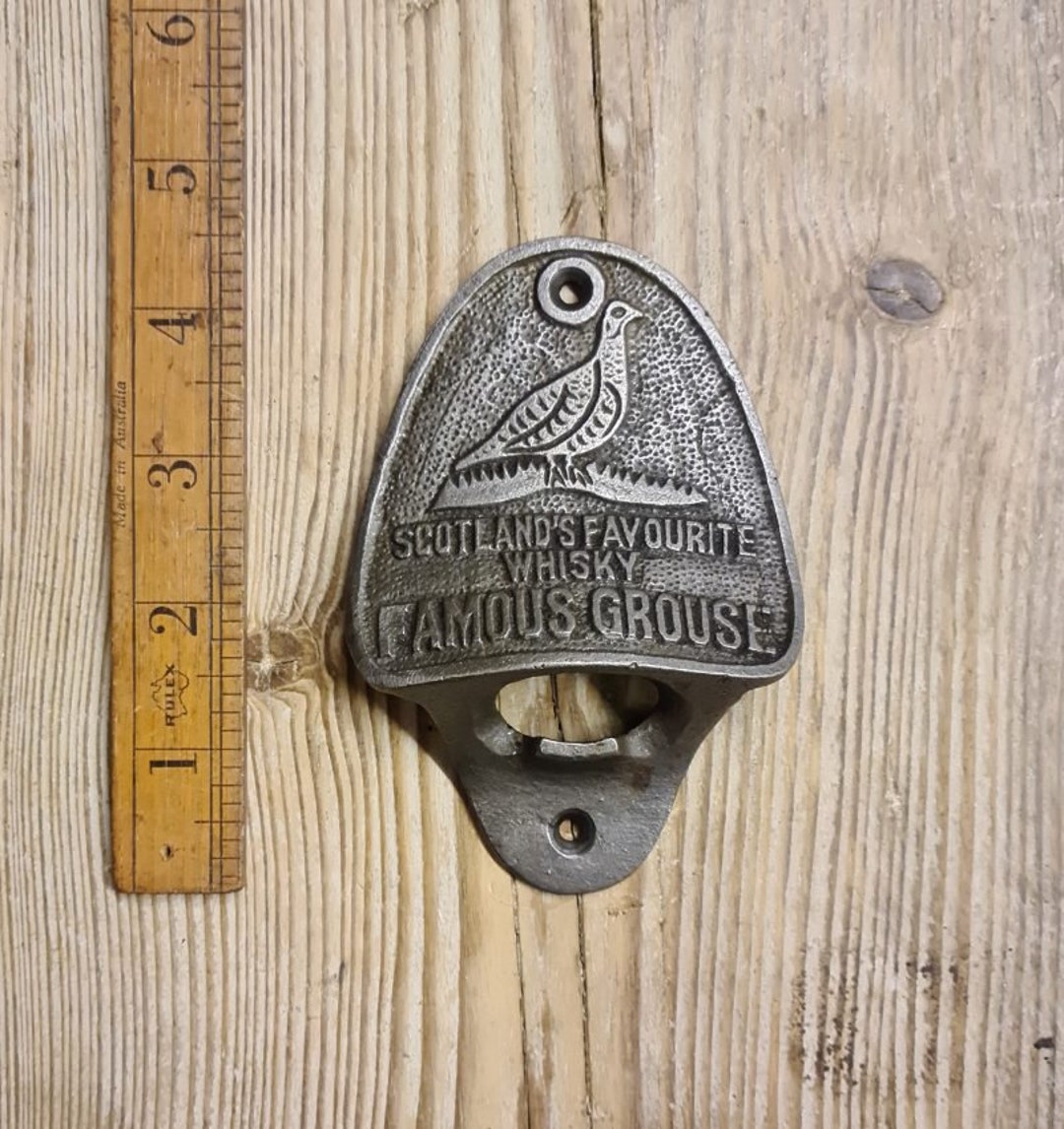 FAMOUS GROUSE WHISKY Cast Iron Rustic Vintage Wall Mounted Beer Soda ...