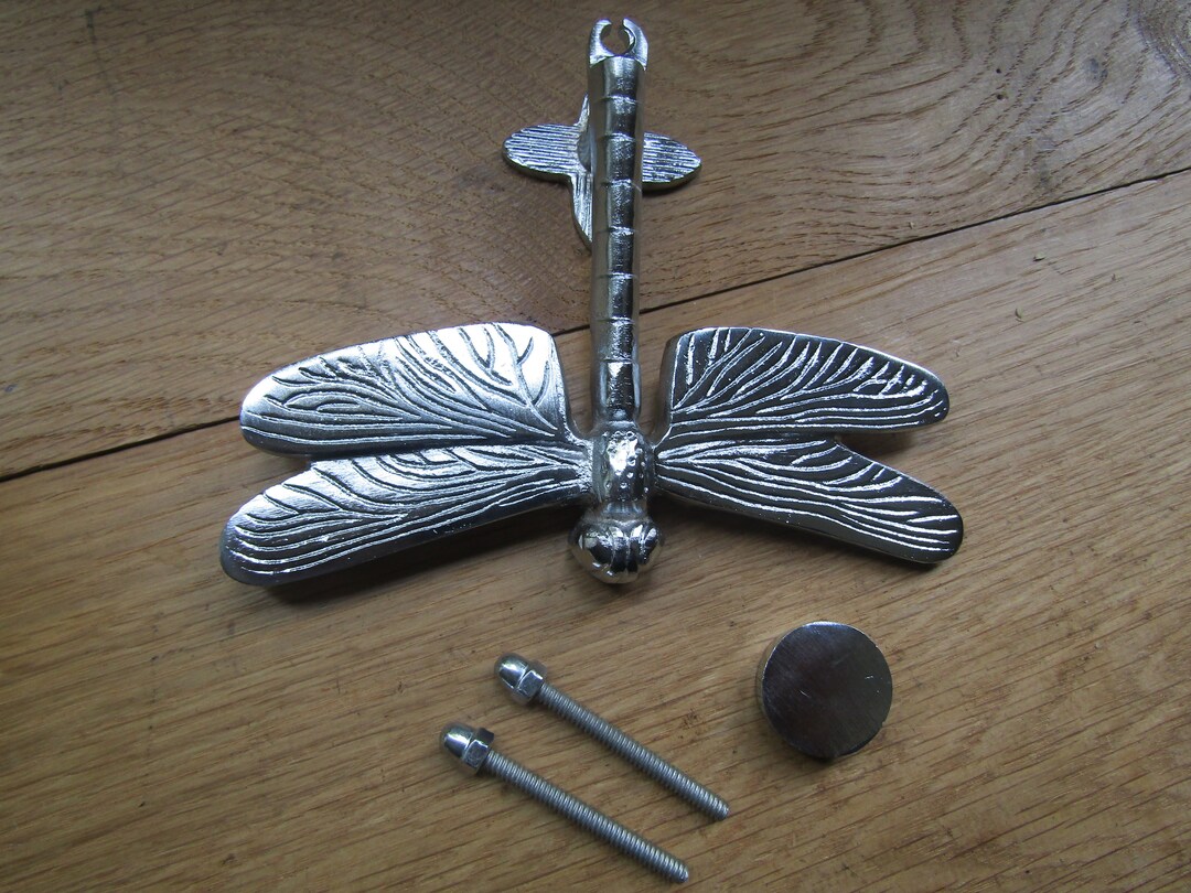 DRAGONFLY Cast Antique Iron Rustic Door Knocker Door Bell Old Vintage ...