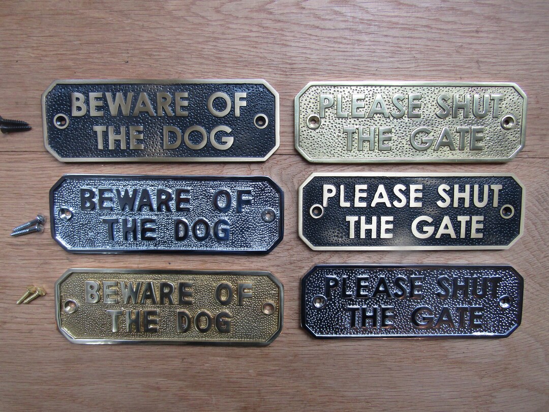 SOLID BRASS Fence Gate Wall Door Sign Plaque Traditional Vintage ...