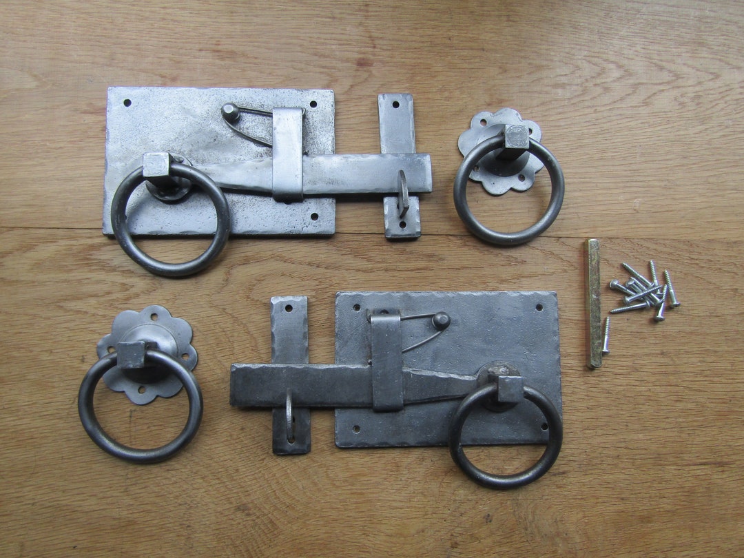COTTAGE RING LATCH Hand Forged Blacksmith Rustic Wrought Iron Door ...