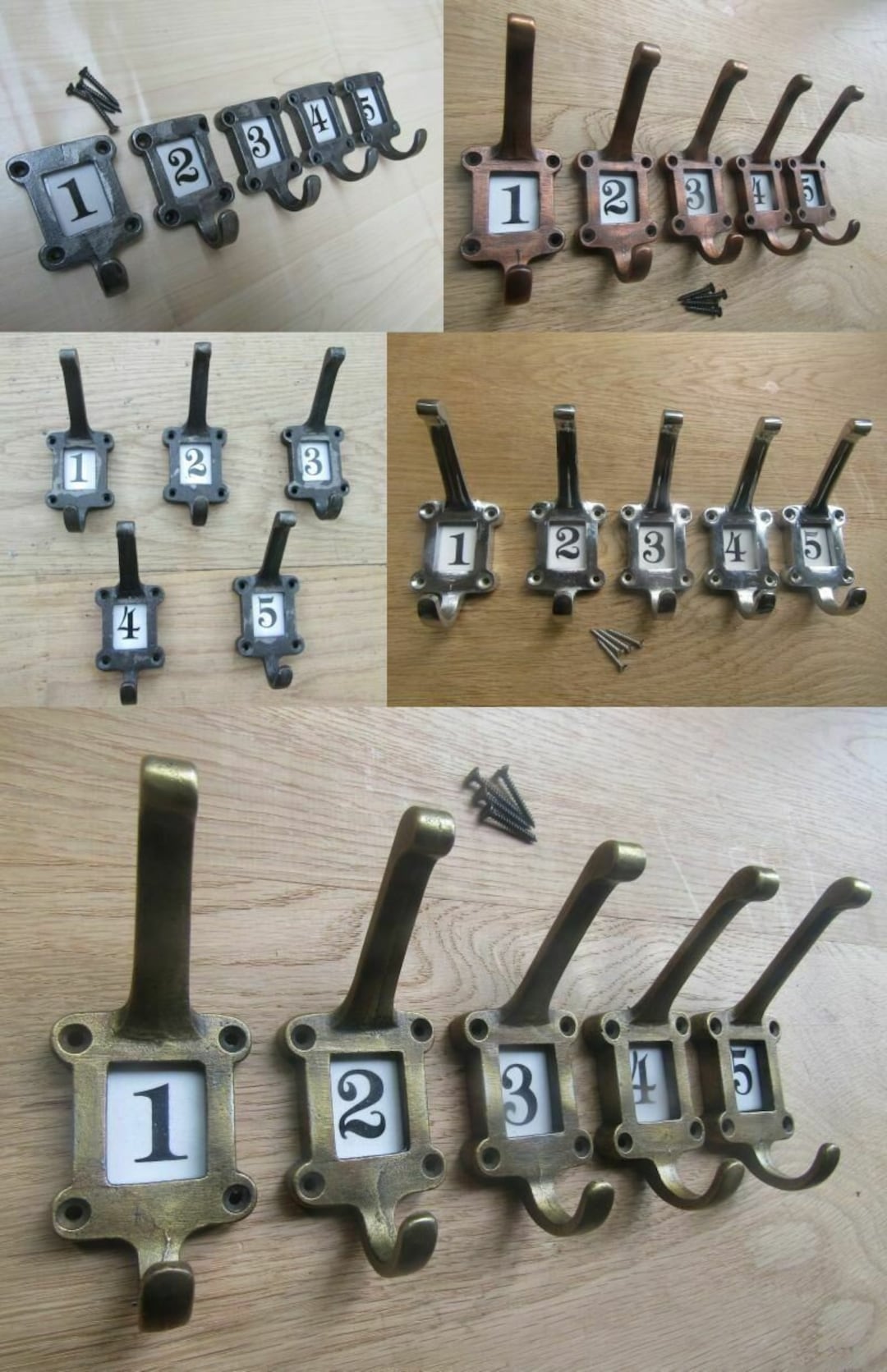 Pack of 5 SCHOOL LABEL FRAME Hook With Ceramic Tiles Insert Hat & Coat ...