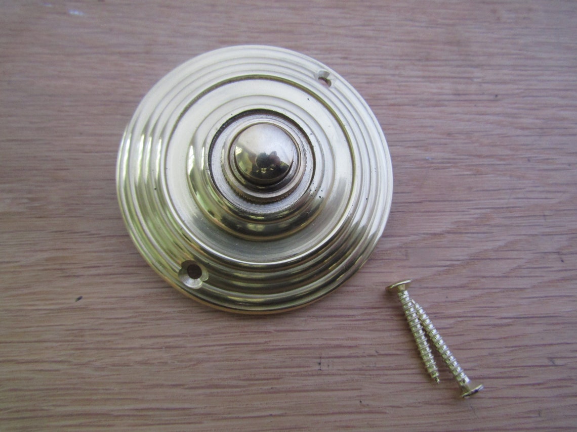 SOLID BRASS Door Bell Push Vintage Victorian Antique Hard Wired Front ...