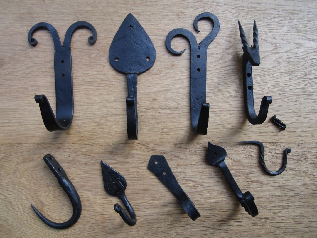 Pack of 5 HANDFORGED BLACKSMITH Rustic Wrought Iron Hooks Vintage Old ...