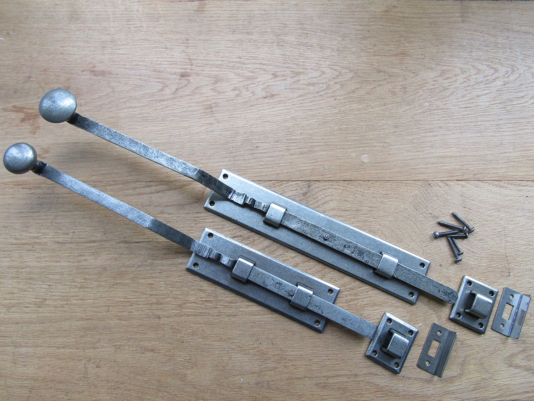 FRENCH DOOR BOLT Hand Forged Blacksmith Traditional Vintage Long Slide ...