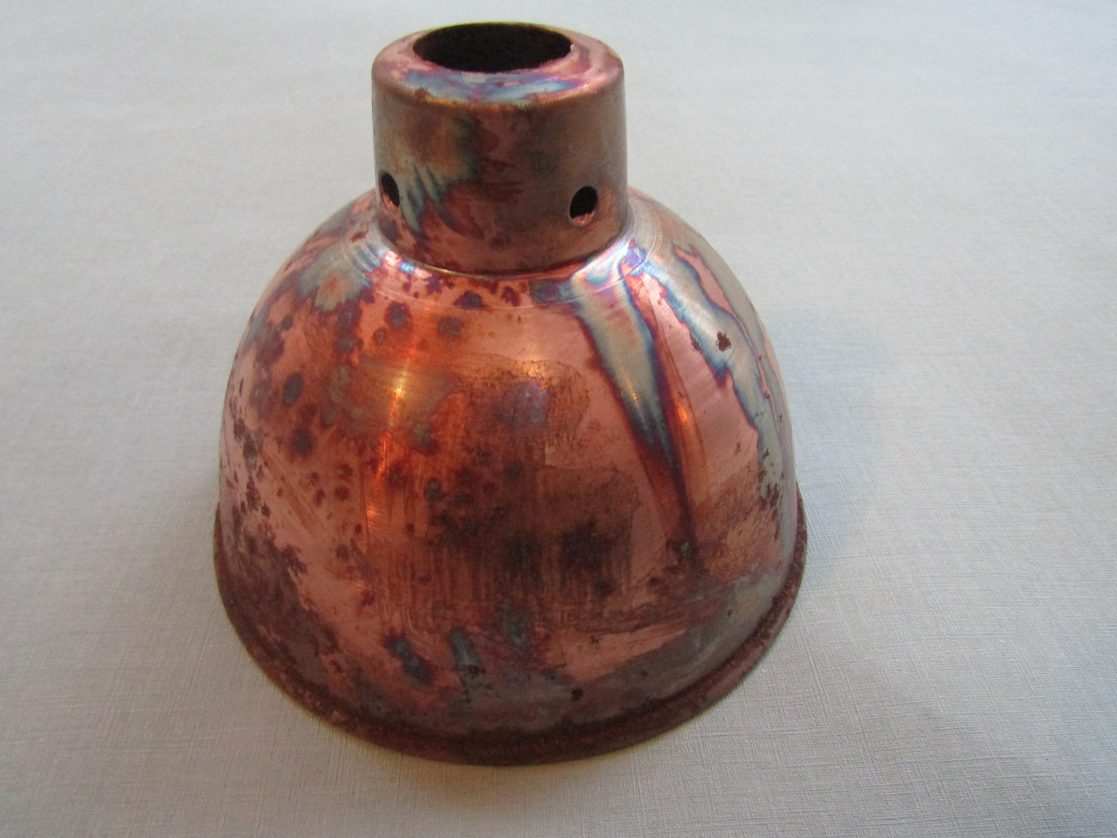ANTIQUE PETROL COPPER Ceiling Light Shade Round Industrial Vintage ...